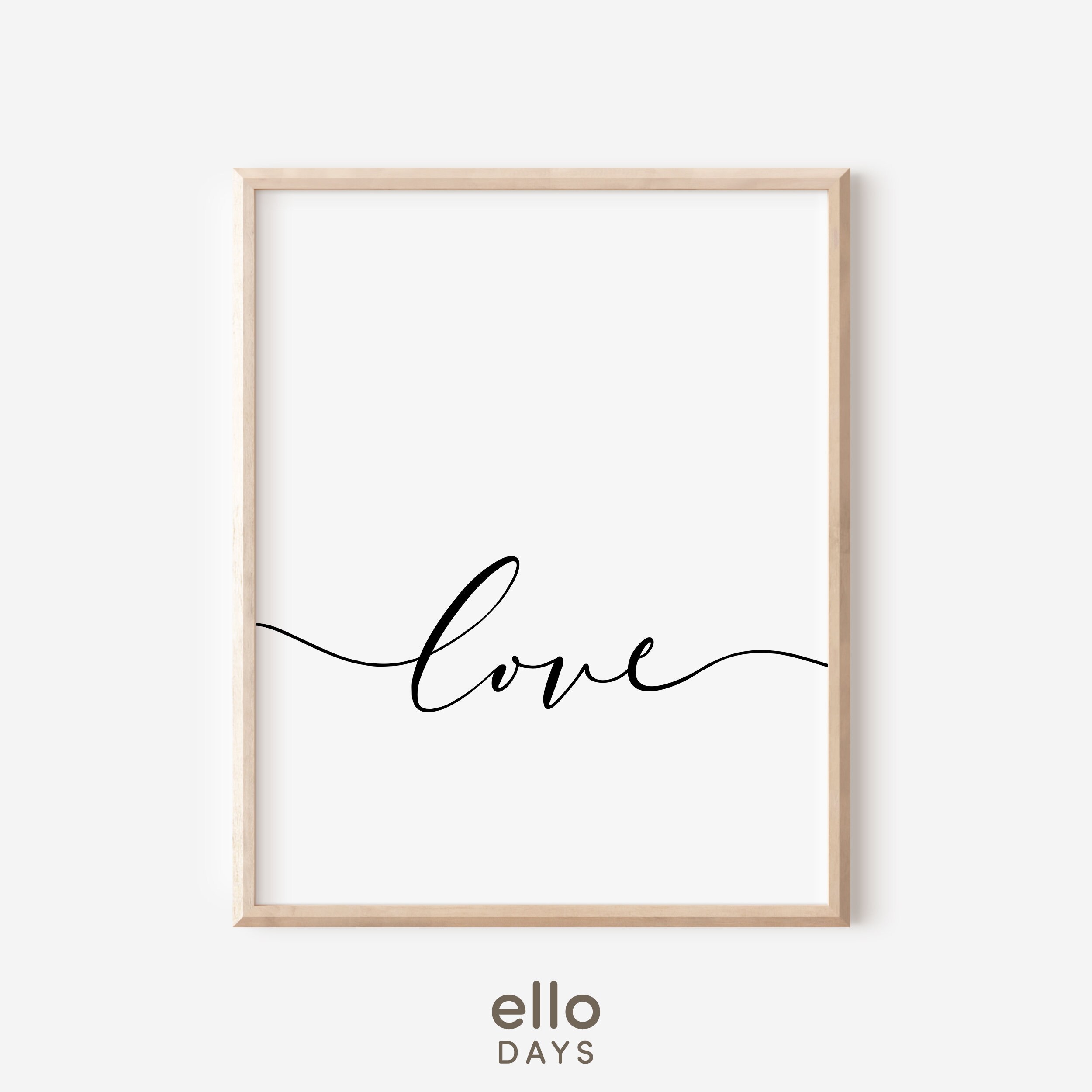 Love Script Printable Wall Art, Love Calligraphy Print, Valentine ...