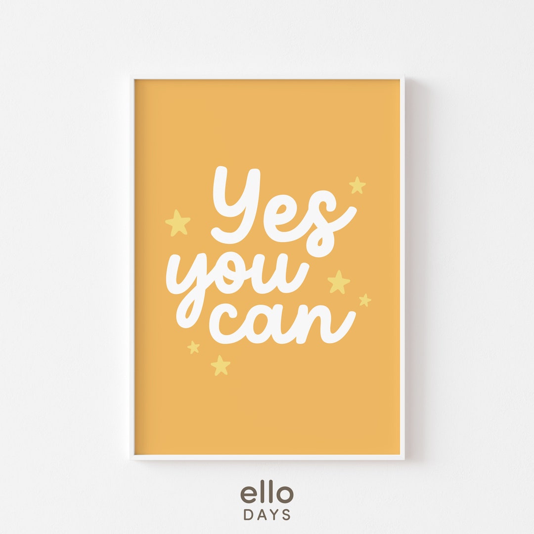 Yes You Can Nursery Wall Art Printable | Positive Kids Affirmation Room ...