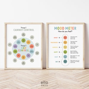 Therapy Emotions Feelings Poster Bundle, Zones Regulation, Breathing ...