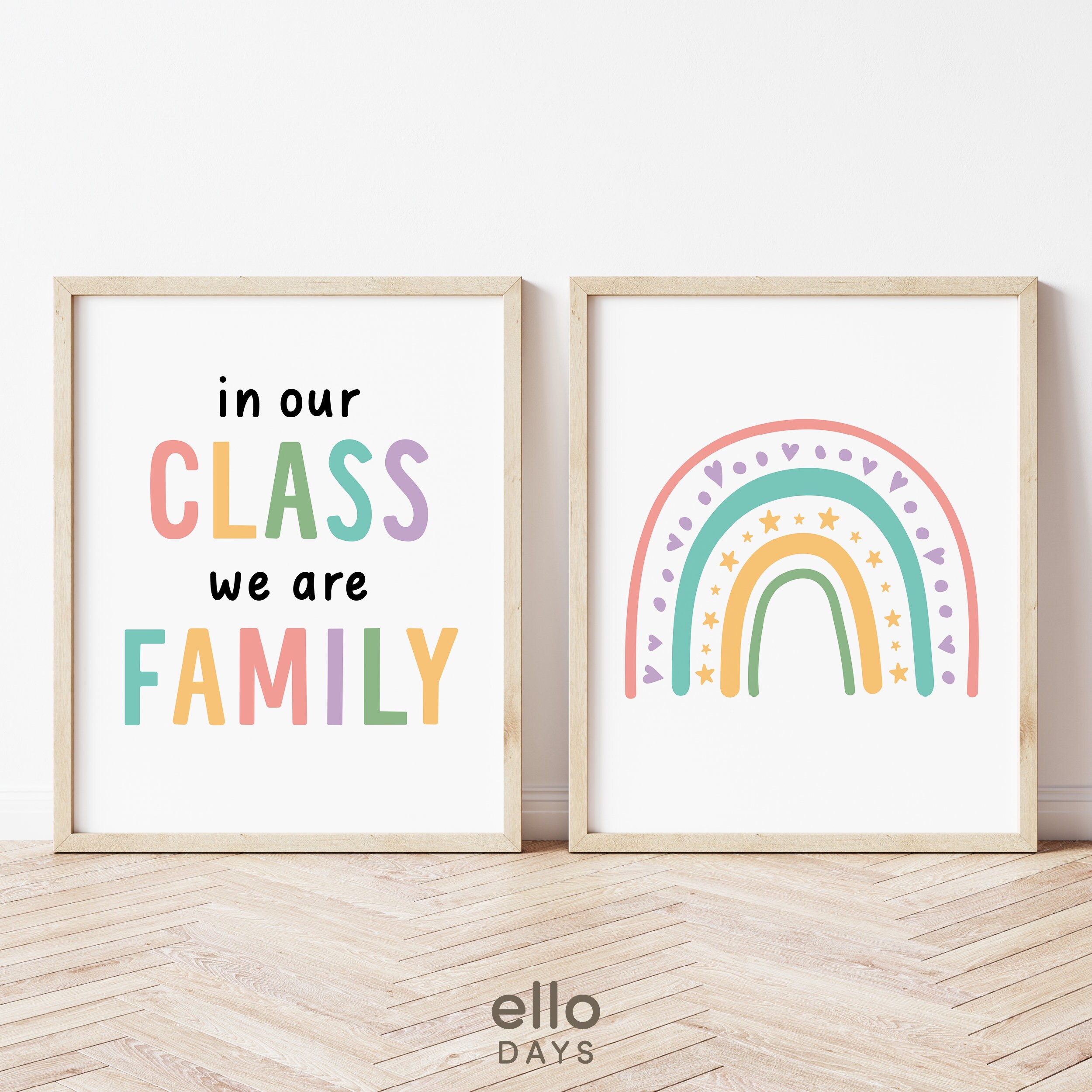 In Our Class We Are Family Rainbow Wall Print Bundle, PASTEL Colors ...