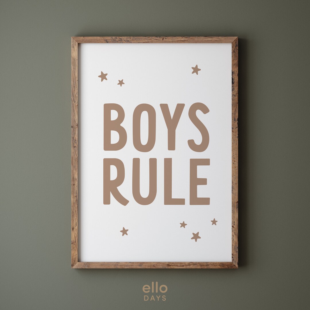 Boys Rule Kids Room Wall Art Print Brown, Brotherhood Poster, Brothers ...