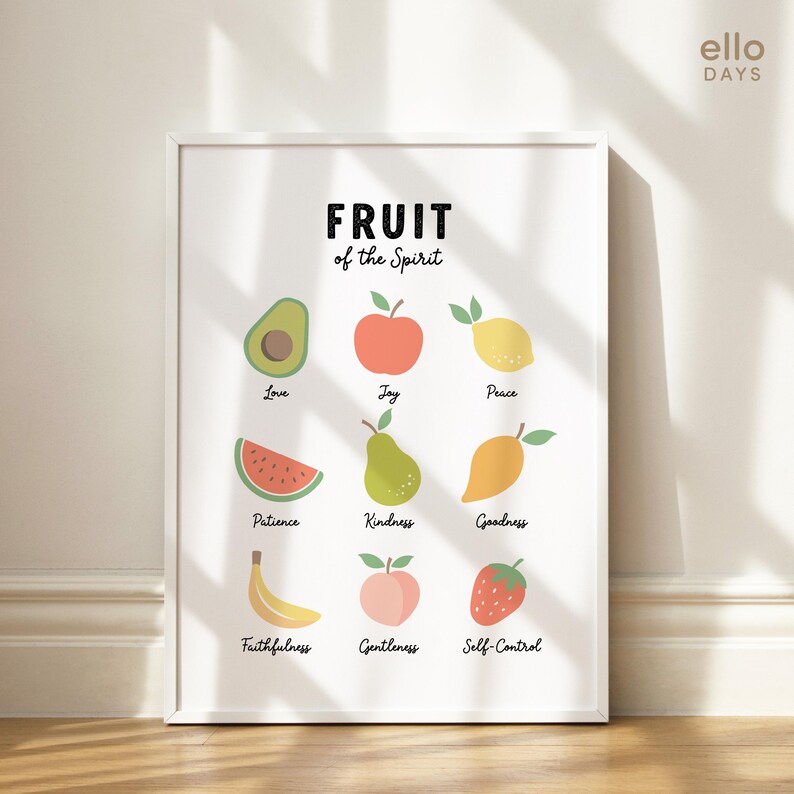 Fruit of the Spirit Christian Wall Art Printable, Scripture Wall Art ...