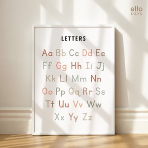 Neutral Alphabet Letters and Numbers Poster Set Bundle, ABC Wall Print ...