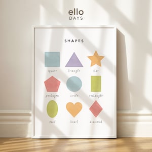 Rainbow Shapes Wall Art Print | Educational Learning Poster ...