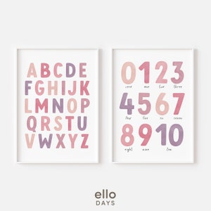 Pink Educational Poster Set of 6, Classroom Poster Bundle, Playroom ...