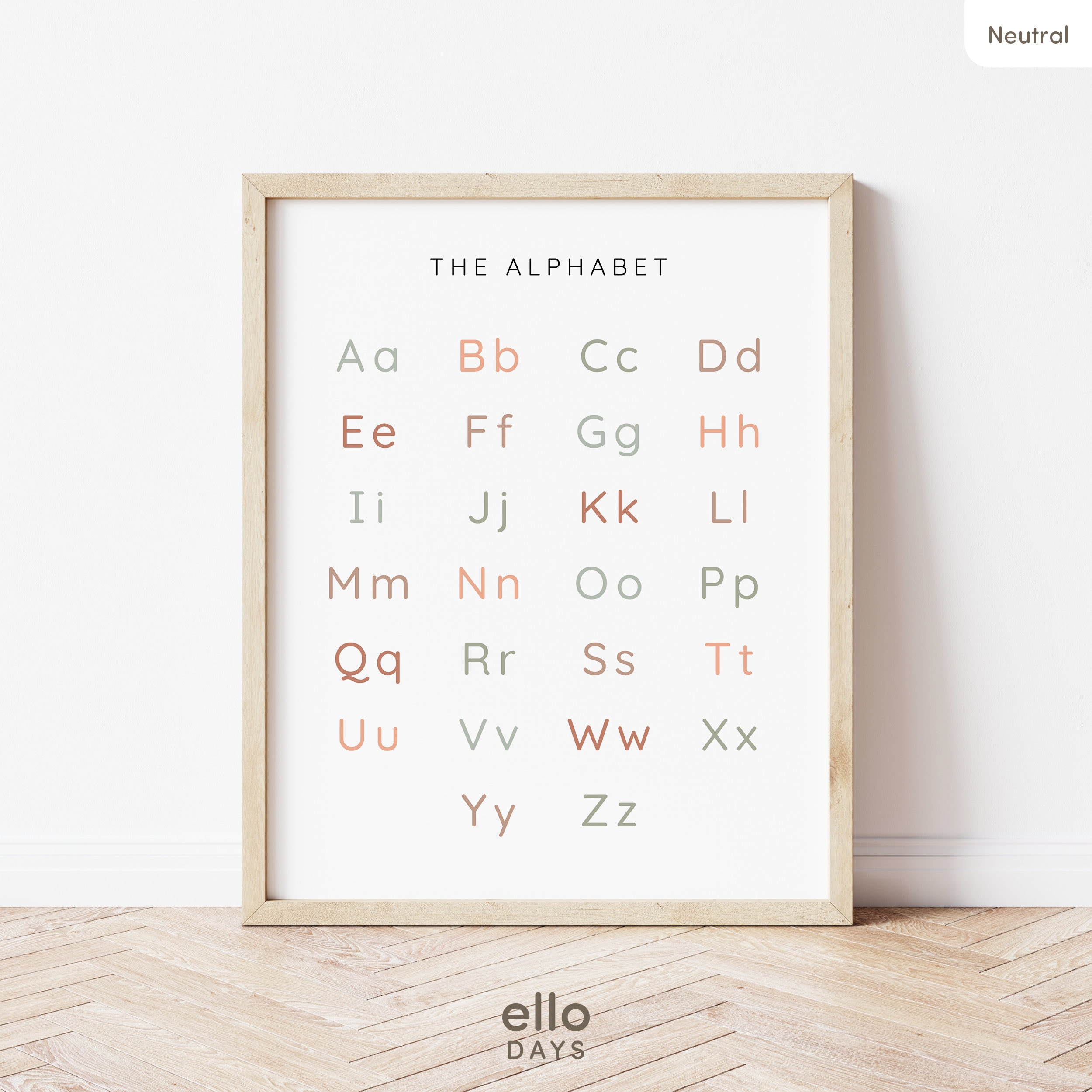 Neutral Minimalist Simple Alphabet Poster, Educational ABC Chart ...
