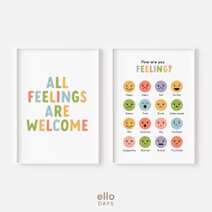 All Feelings Are Welcome Feelings Chart Poster Bundle, School Counselor ...
