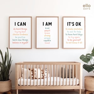 Affirmations for Kids Poster Set of 3, Daily Affirmations Wall Art ...