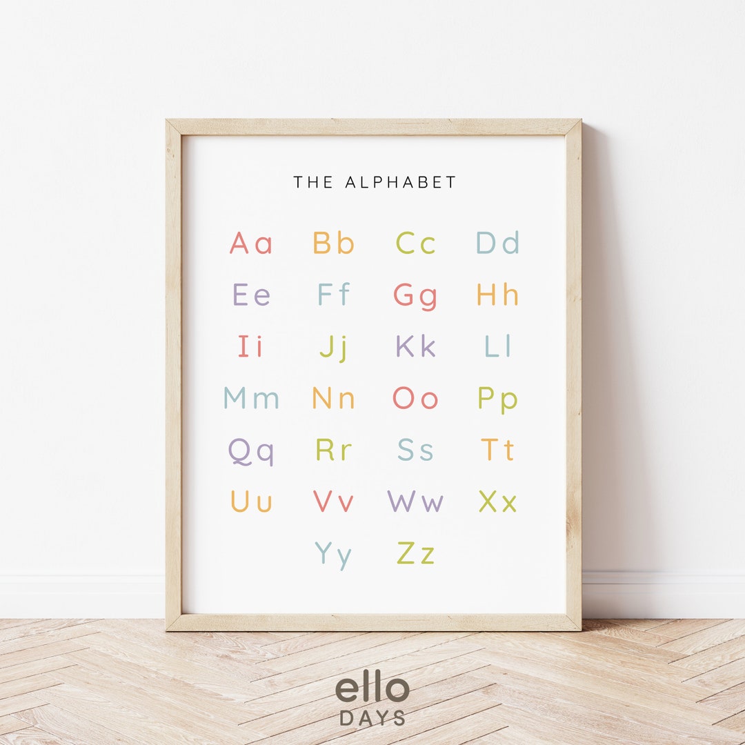Minimalist Rainbow Alphabet Wall Art Printable | Educational ABC Poster ...