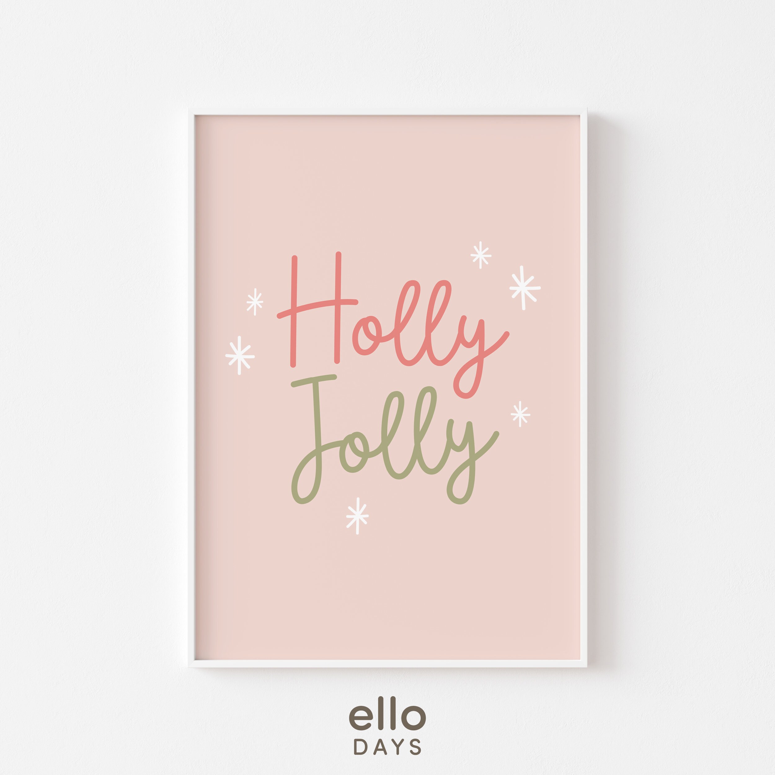 Holly Jolly Holiday Christmas Wall Art Printable | Festive Home Decor ...