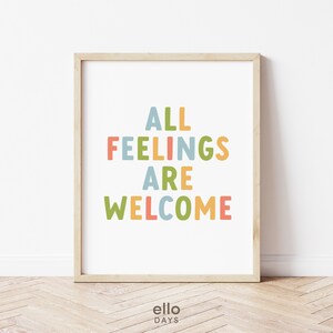 All Feelings Are Welcome Feelings Chart Poster Bundle, School Counselor ...