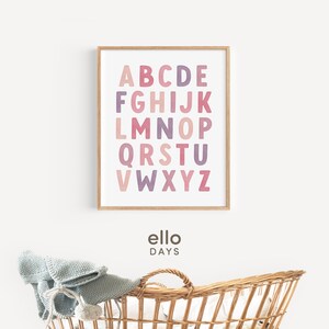 Alphabet Shapes Numbers 1-10 Printable Wall Art Bundle | Pink ...