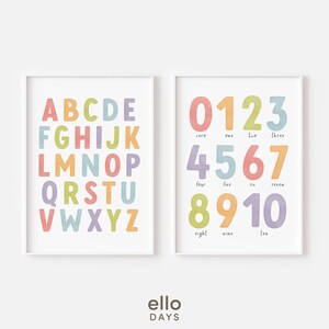 Alphabet Shapes Numbers 1-10 Printable Wall Art Bundle | Rainbow ...