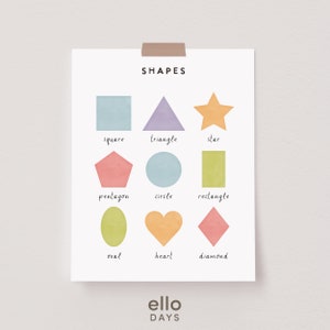 Alphabet Shapes Numbers 1-10 Printable Wall Art Bundle | Rainbow ...