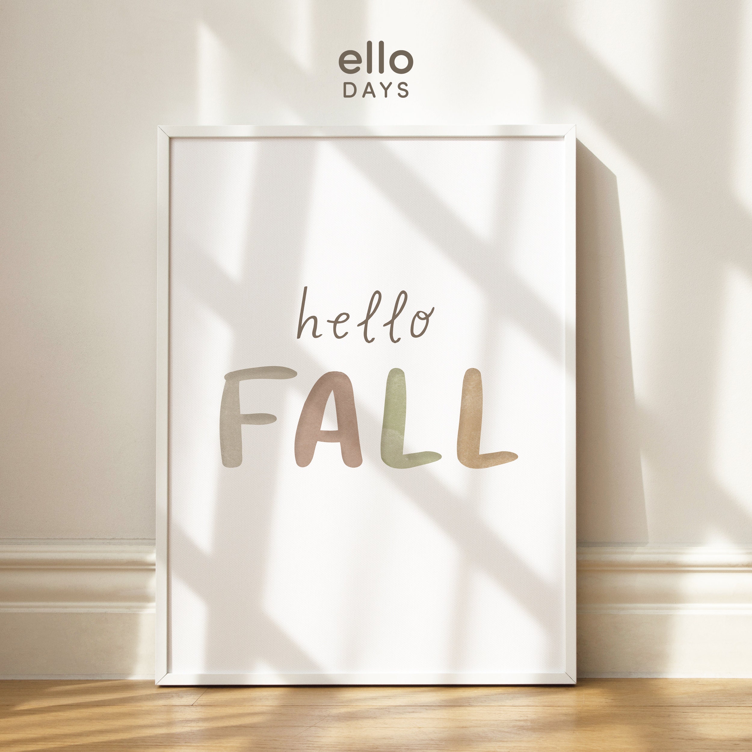 Hello Fall Kids Printable Wall Art Poster | Fall Season Wall Decor ...