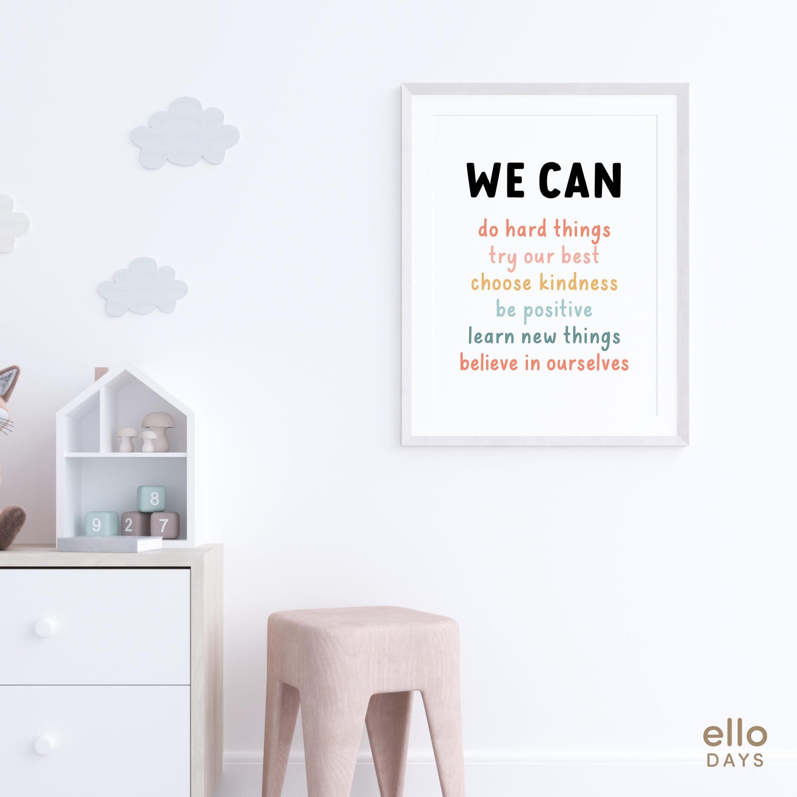 Words of Affirmations Poster, I Can Do Hard Things, Positive ...