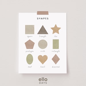 Neutral Alphabet Shapes Numbers 1-10 Printable Wall Art Bundle ...