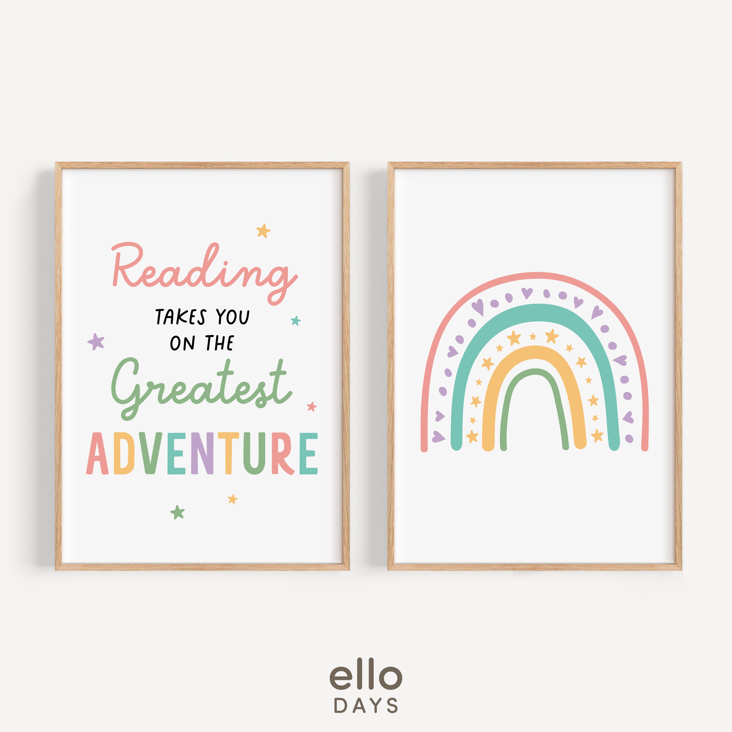 Rainbow Reading Corner Poster Bundle, Preschool Toddler Classroom Decor ...