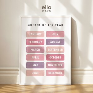 Calendar Chart for Classroom Decoration, Months of the Year Learning ...