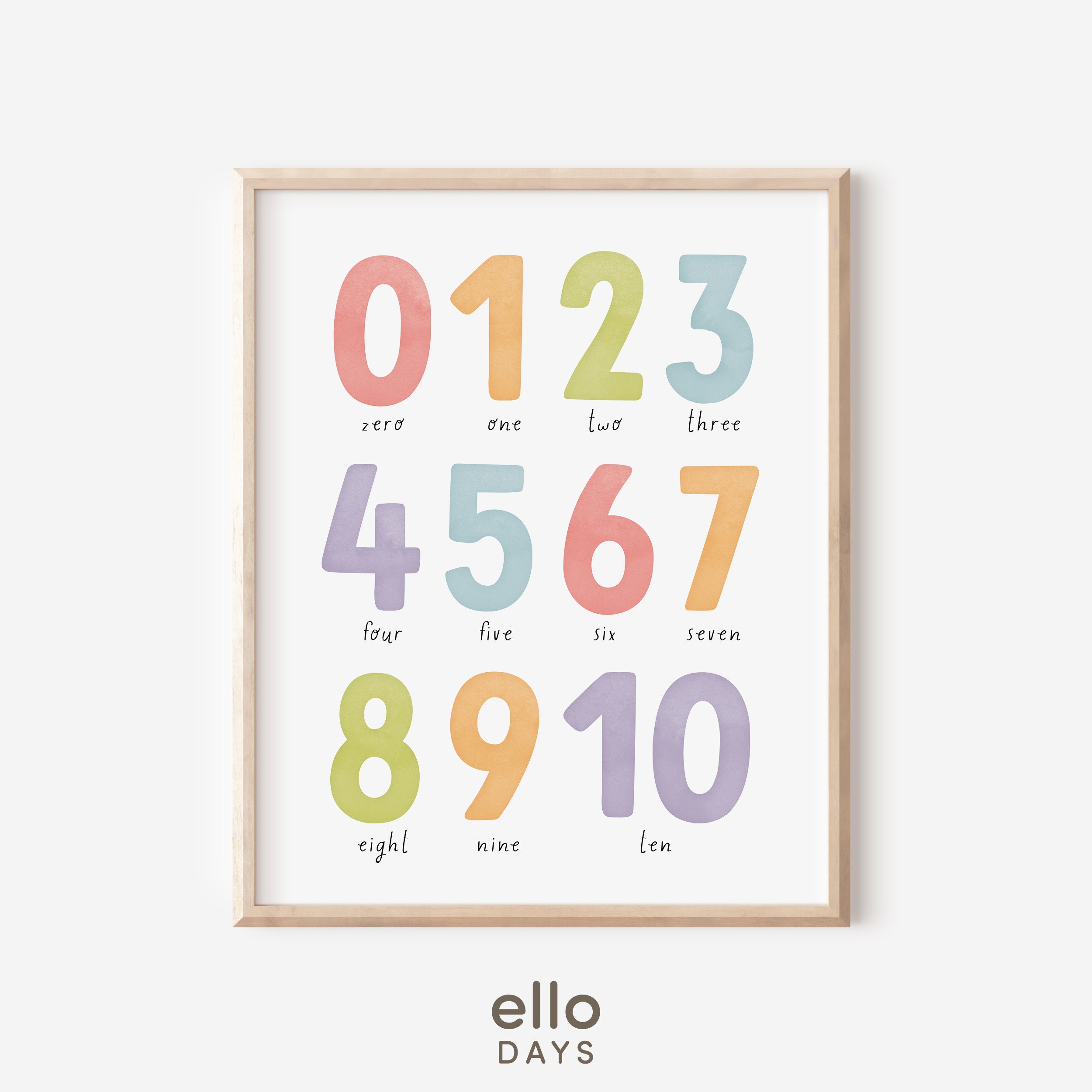 Rainbow Numbers 1 10 Printable Wall Art Poster Educational - Etsy