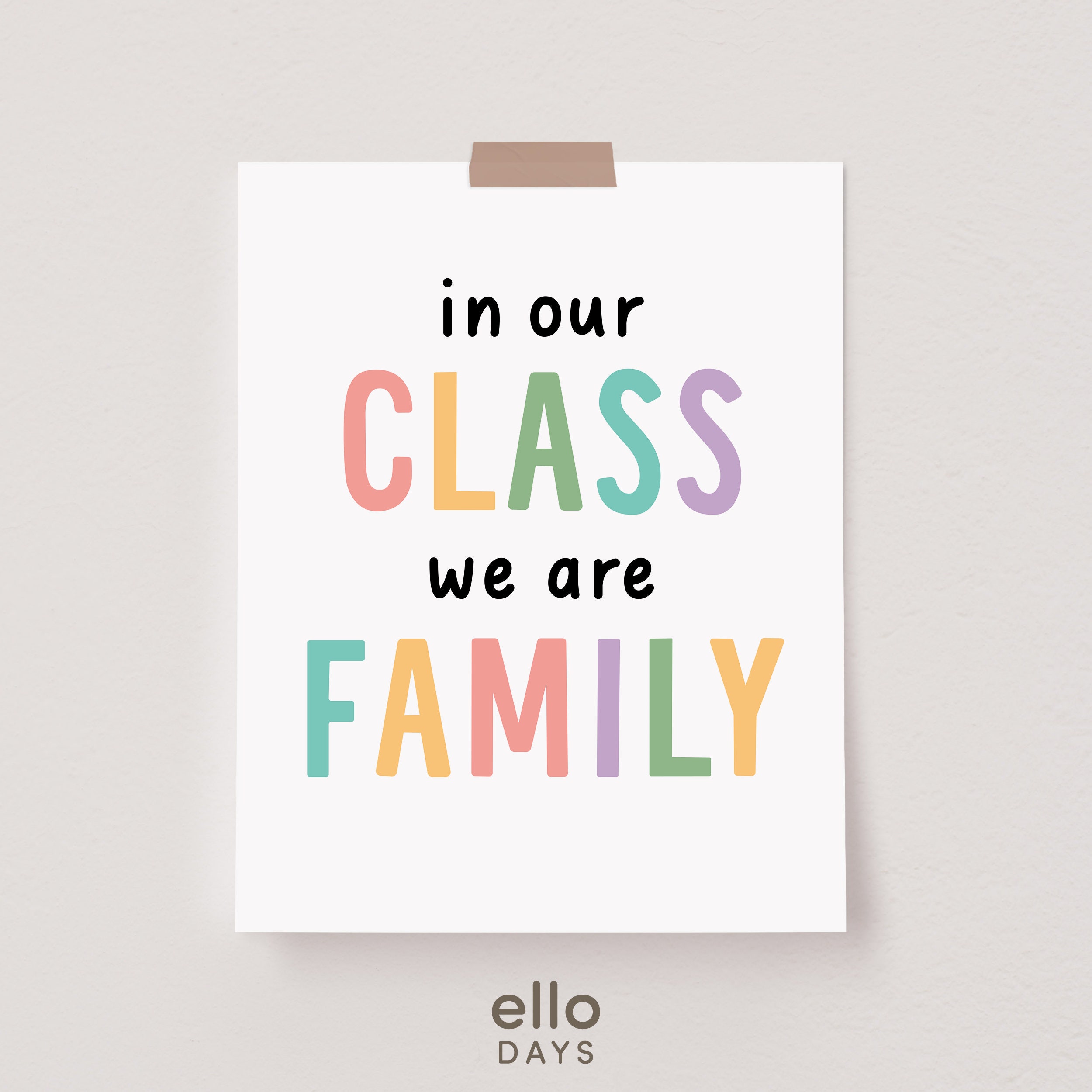 In Our Class We Are Family Wall Print PASTEL, Preschool Decor Poster ...