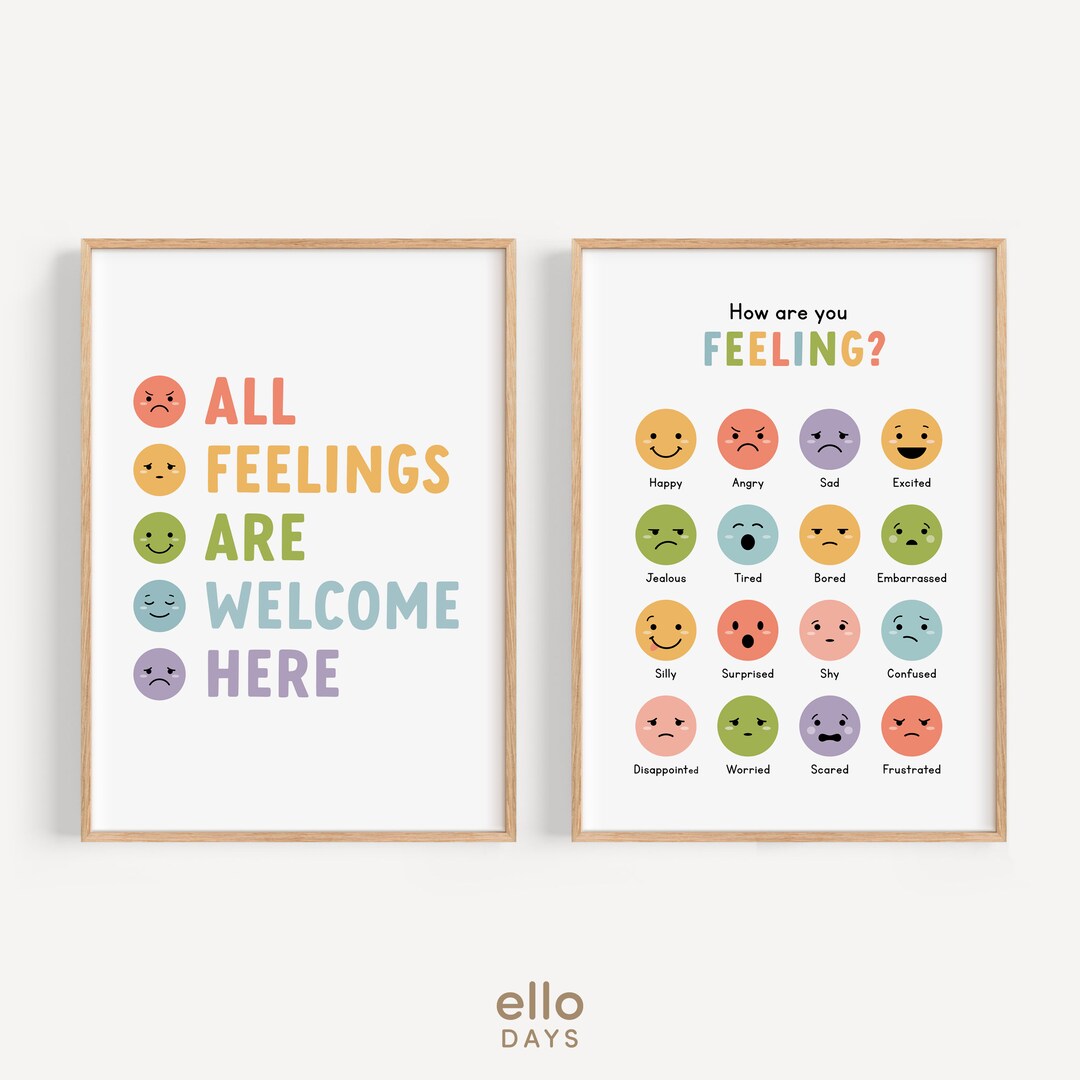 All Feelings Welcome Poster Bundle, School Counselor Therapist Office ...