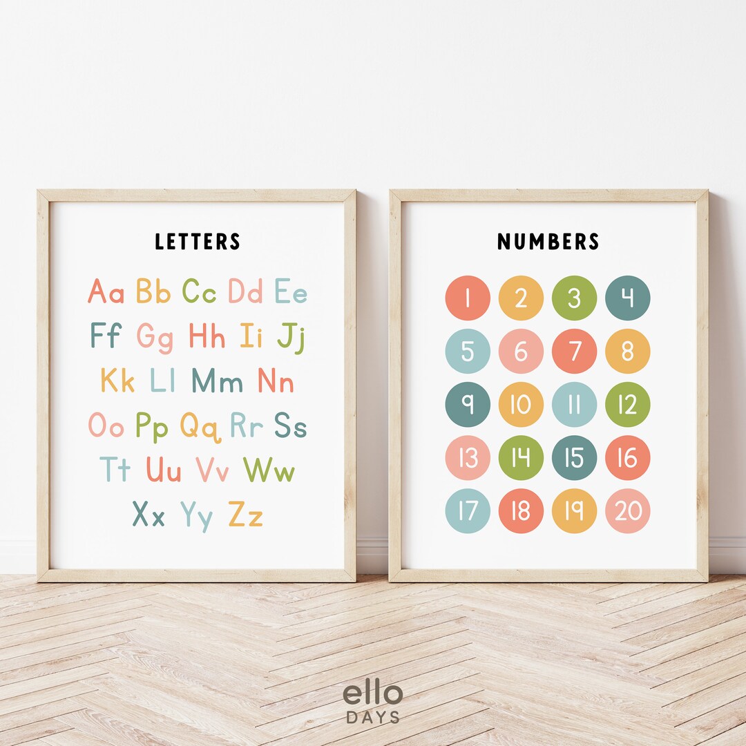 Alphabet Letter and Number Educational Poster, ABC and 123 Signs ...