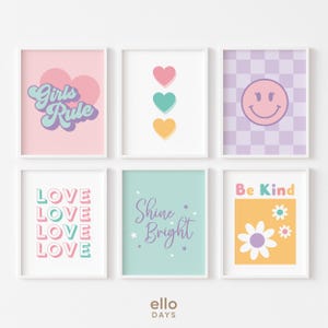 Girl Room Decor Posters Gallery Wall Set of 6, Girl Playroom Prints ...