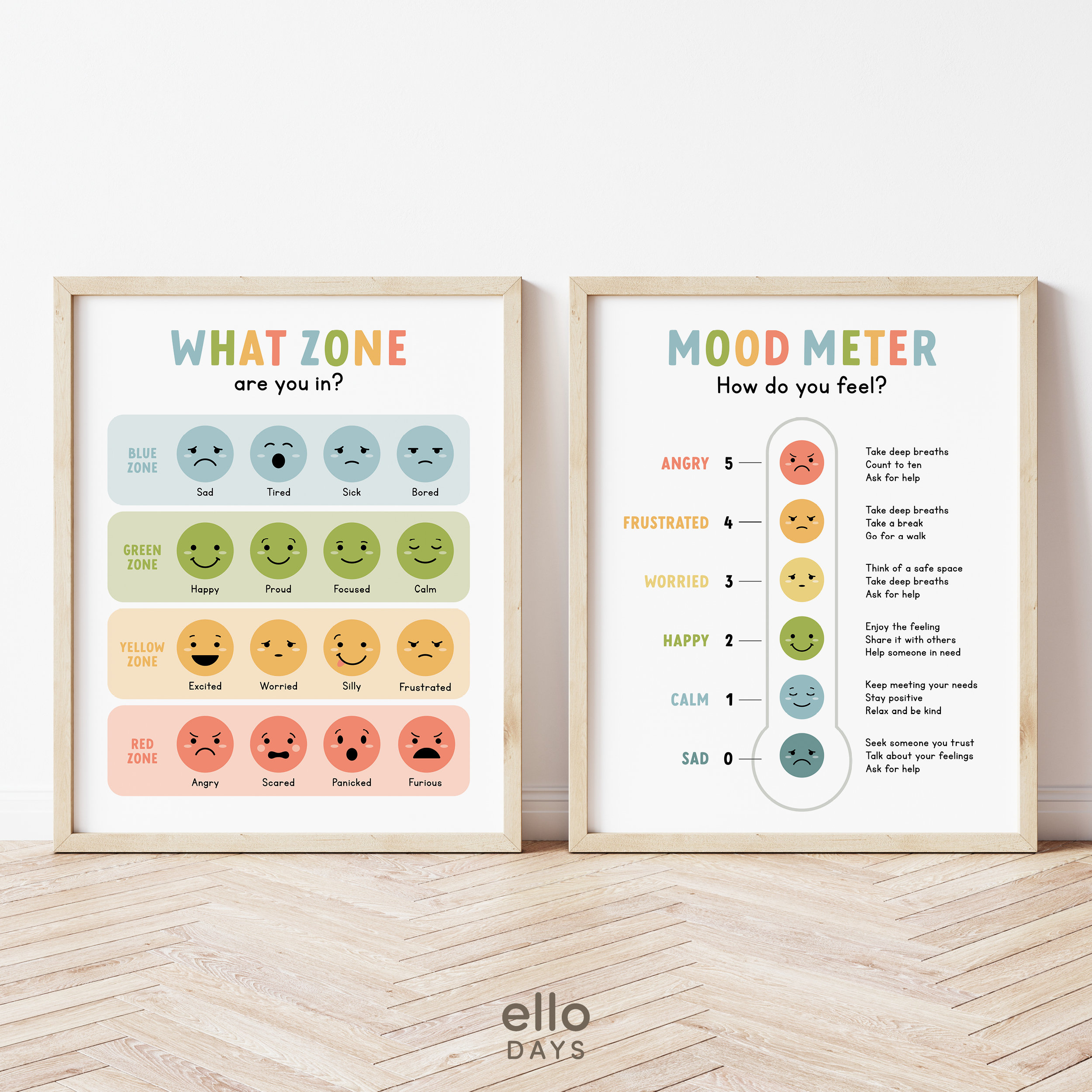 Therapy Emotions Feelings Poster Bundle, Zones Regulation, Breathing ...