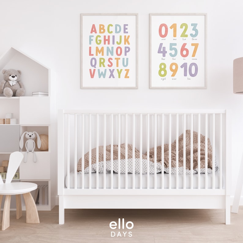 Alphabet Numbers 1-10 Printable Wall Art Bundle Rainbow - Etsy
