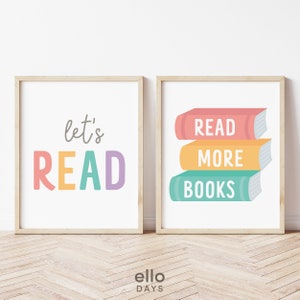 Playroom Reading Poster Bundle Set of 4, Reading Corner Wall Prints ...