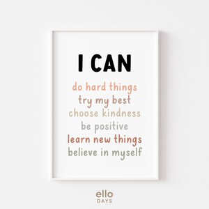 I Can Do Hard Things Motivational Poster, Positive Affirmations Print ...