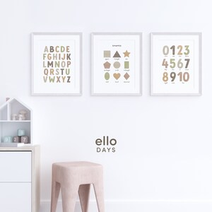 Neutral Alphabet Shapes Numbers 1-10 Printable Wall Art Bundle ...