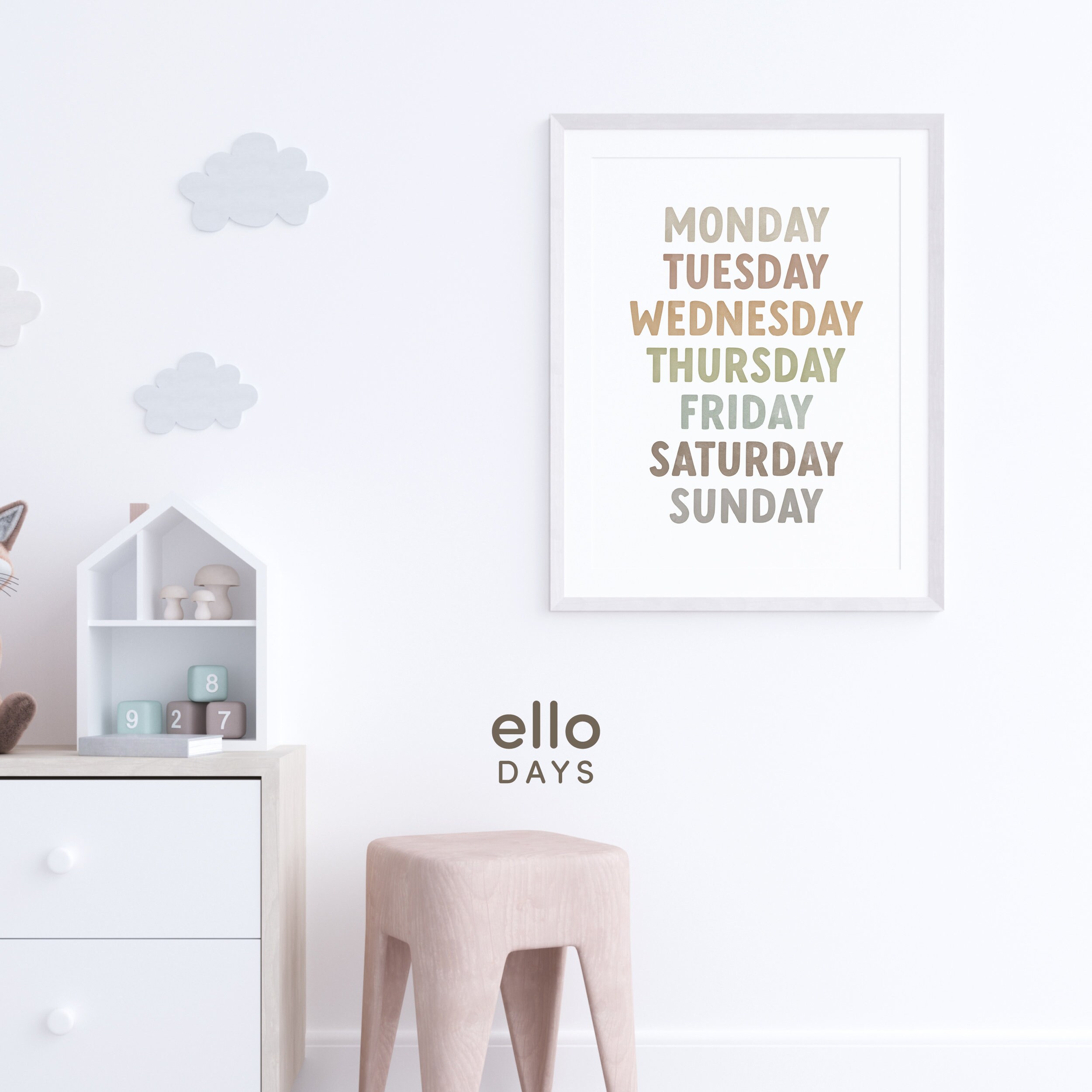 Neutral Days of the Week Printable Wall Art Poster - Etsy