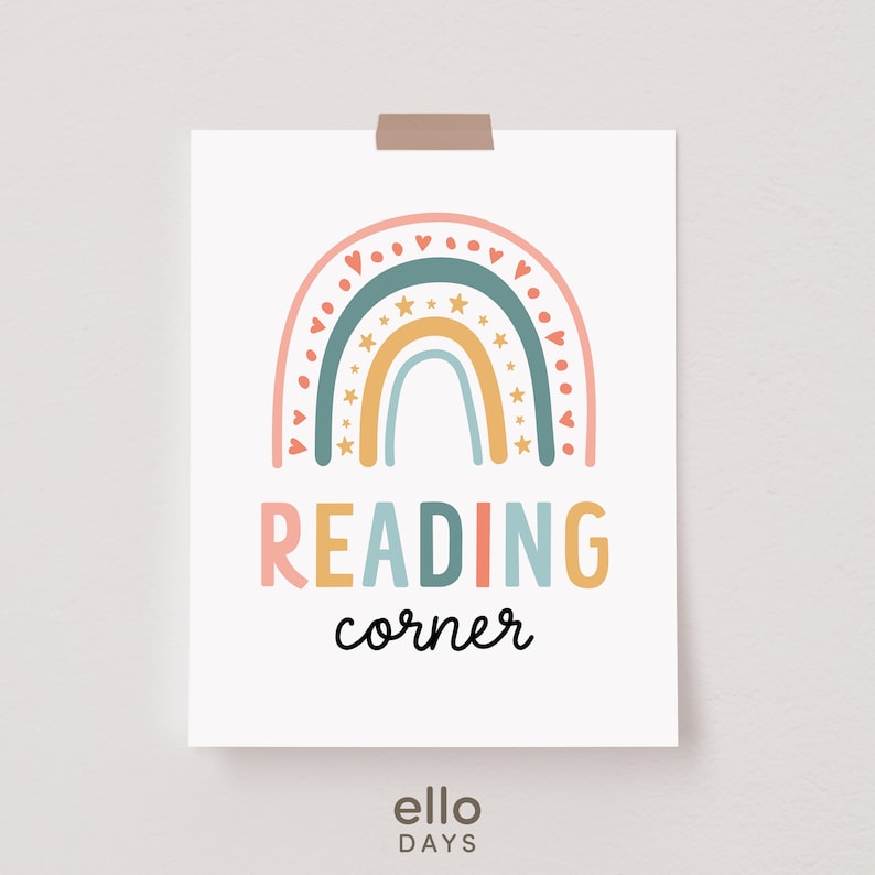 Reading Rainbow Reading Nook Wall Art, Classroom School Wall Print ...