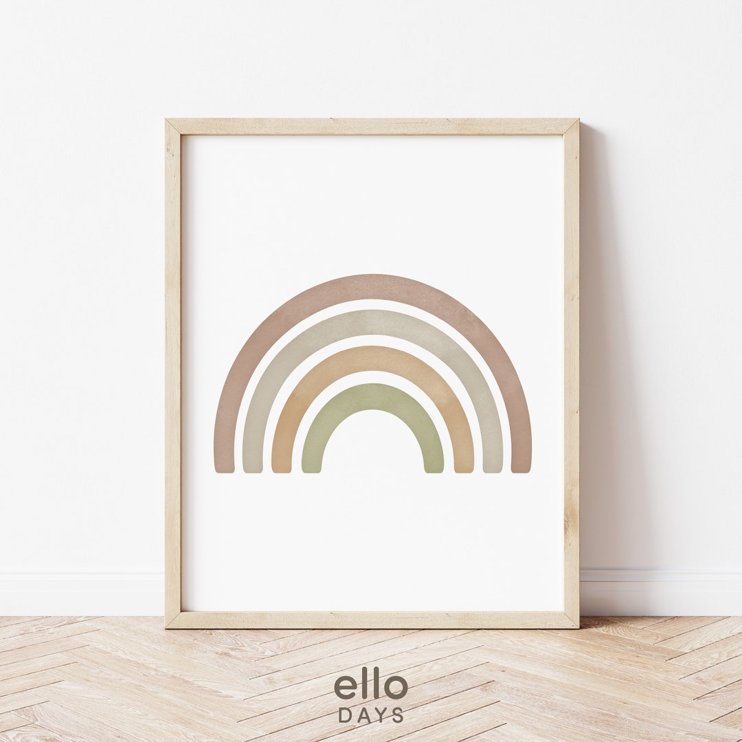 Rainbow Watercolor Printable Wall Art Poster | Neutral Baby Nursery ...