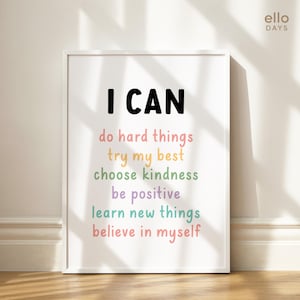 Kids Affirmation Poster Set of 3, Positive Affirmations Wall Art Bundle ...