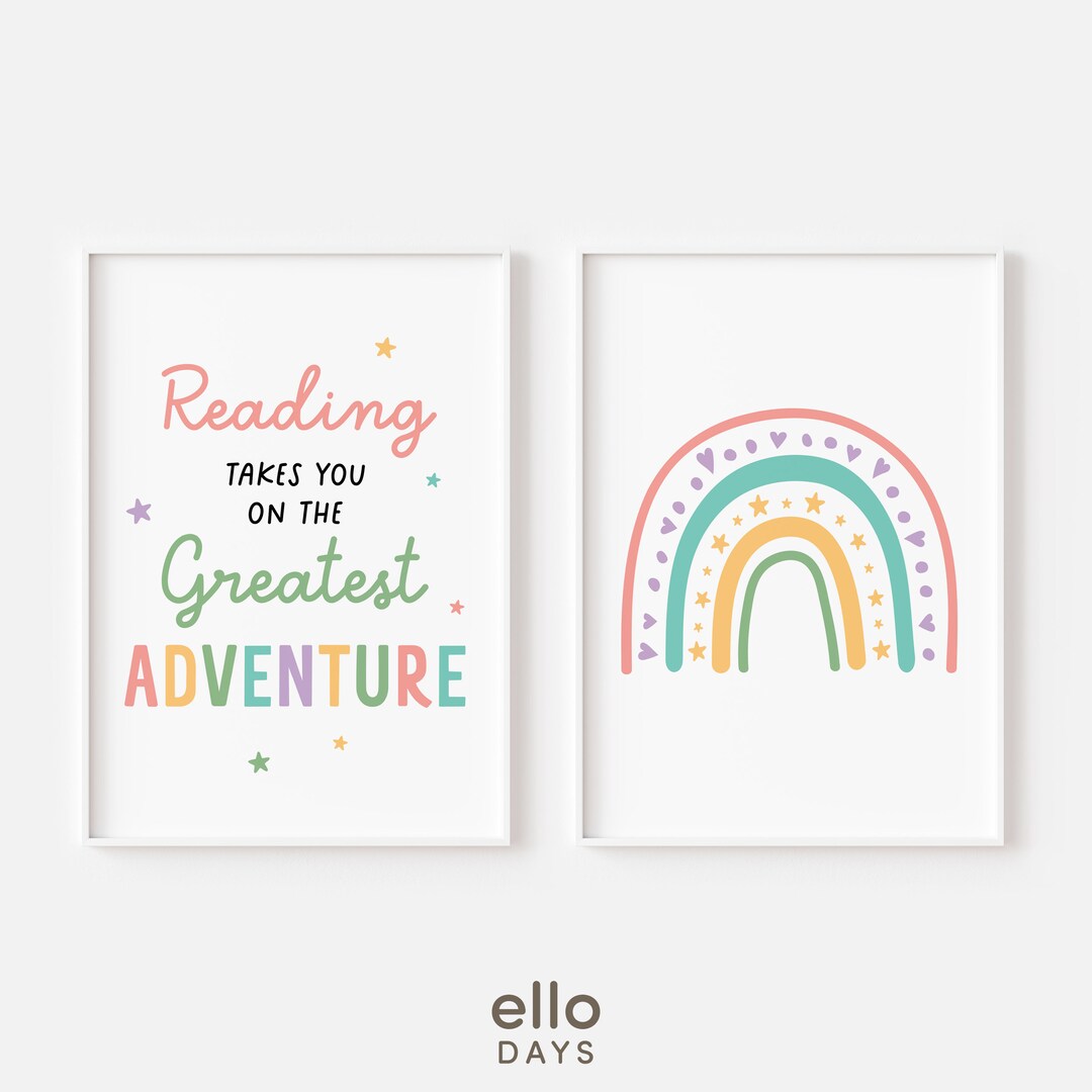 Rainbow Reading Corner Poster Bundle, Preschool Toddler Classroom Decor ...