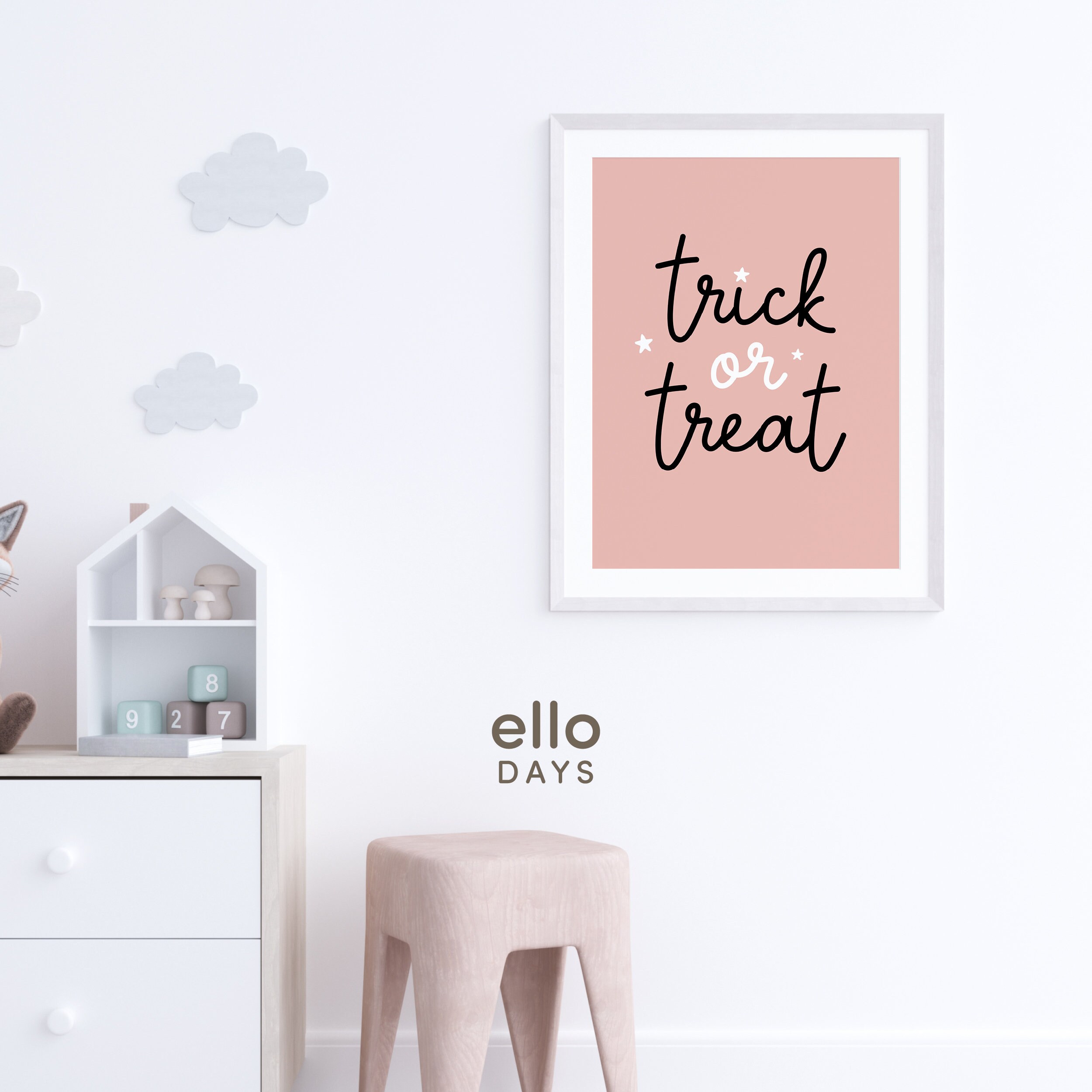 Pink Halloween Trick or Treat Printable Sign Halloween Wall - Etsy