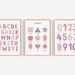 Alphabet Shapes Numbers 1-10 Printable Wall Art Bundle | Pink ...
