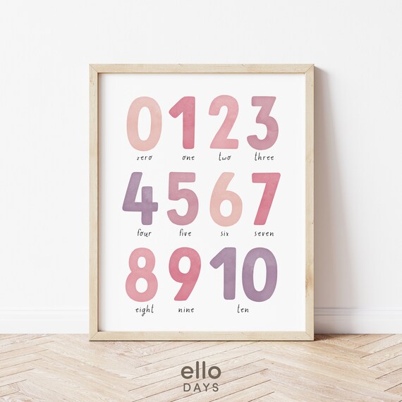 Rose Pink Numbers 1 10 Printable Wall Art Poster - Etsy