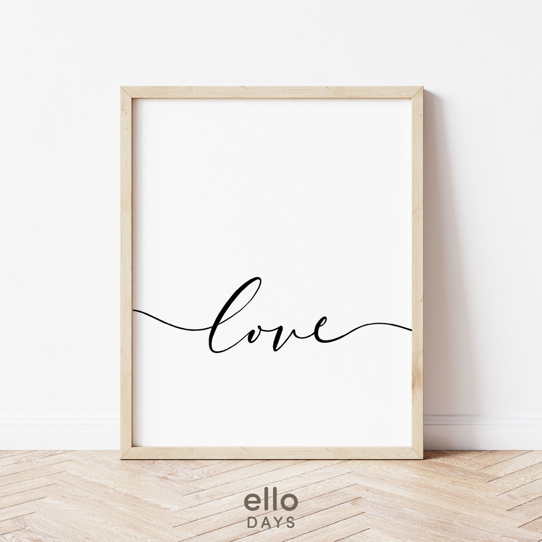 Love Script Printable Wall Art, Love Calligraphy Print, Valentine ...