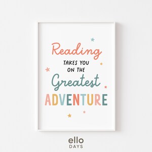 Reading Adventures Classroom Decoration Print, Reading Corner Wall Art ...