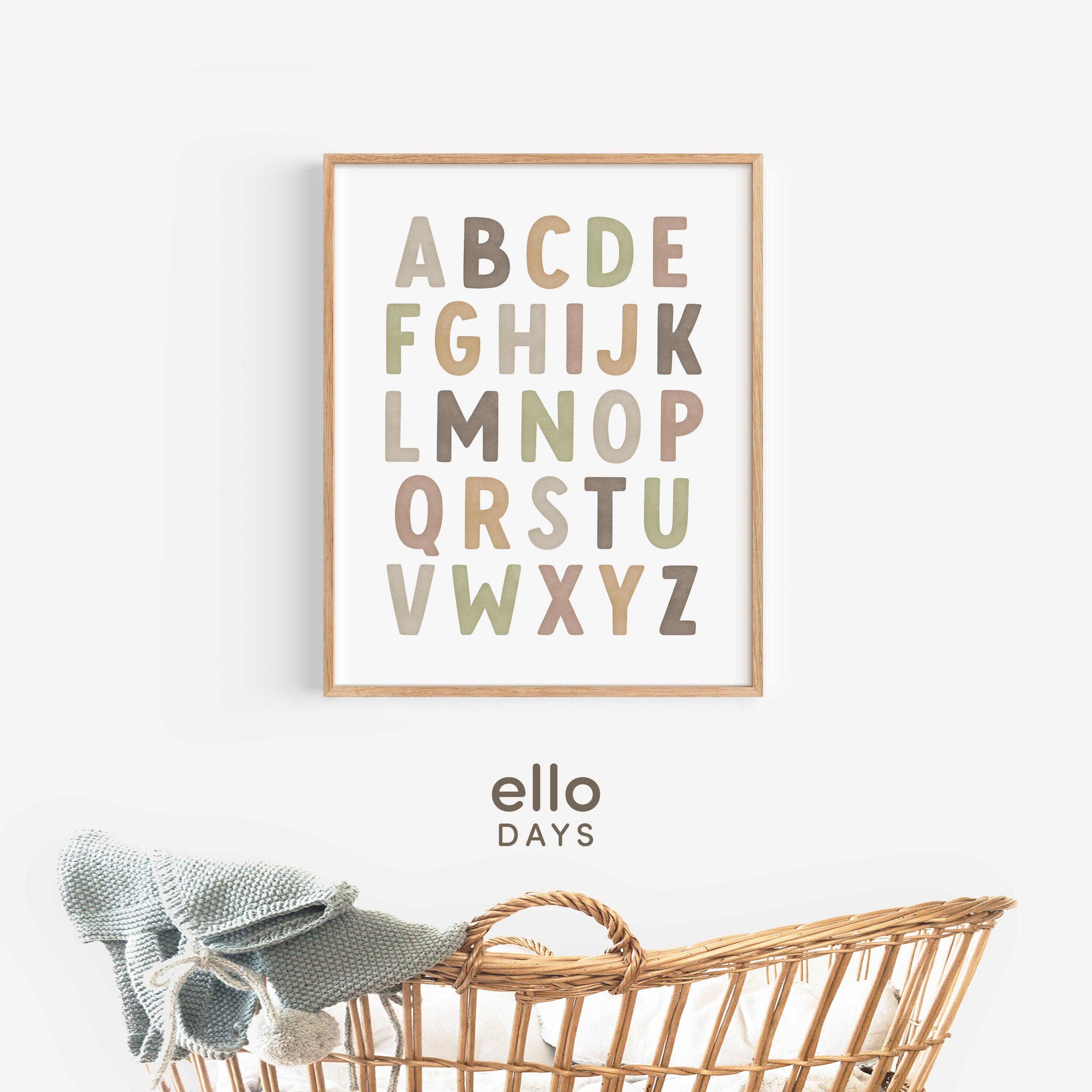 Neutral Alphabet Printable Wall Art Poster | Educational ABC Poster ...