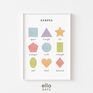 Rainbow Shapes Wall Art Print | Educational Learning Poster ...