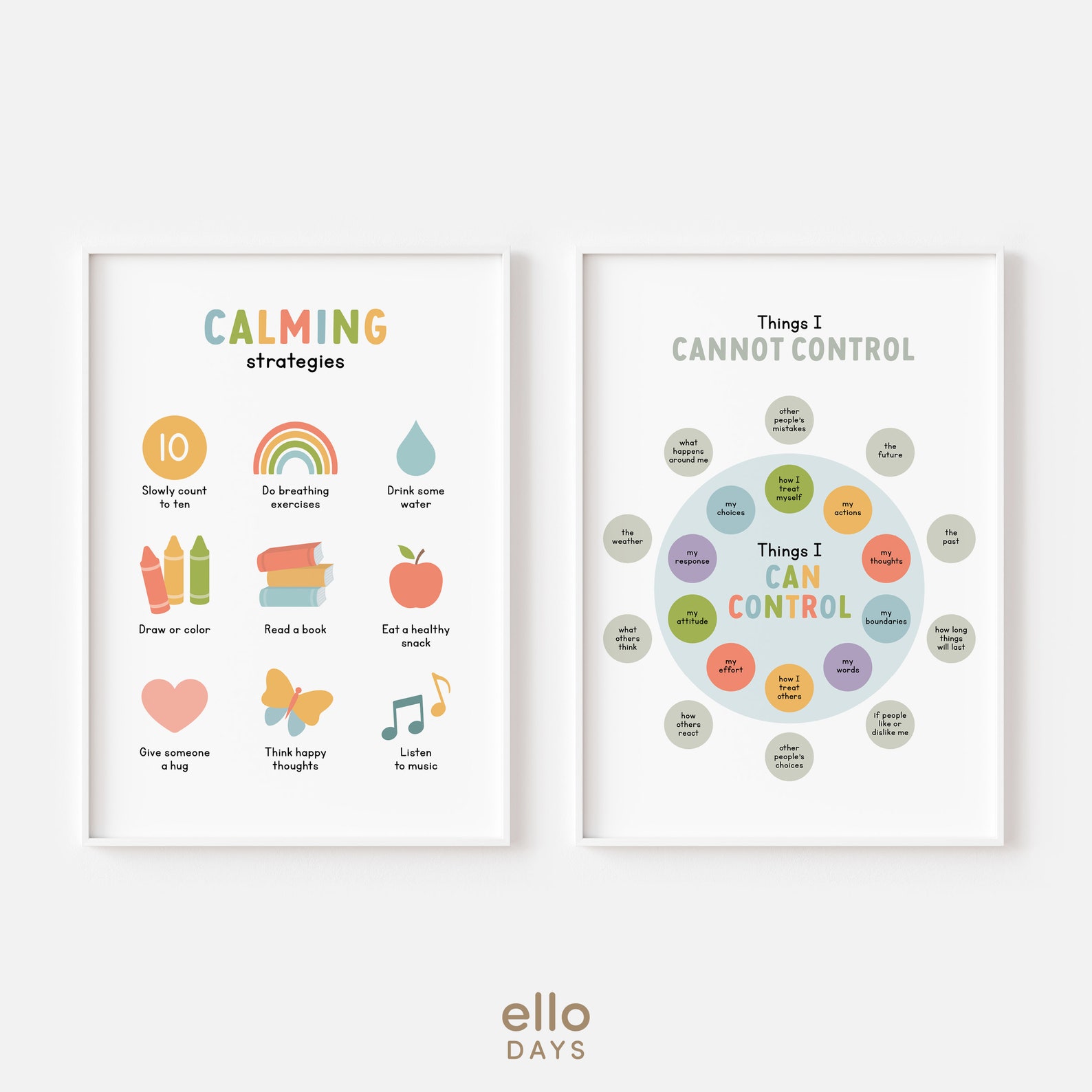 Calming Poster Set of 6, School Counselor Therapy Office Decor ...
