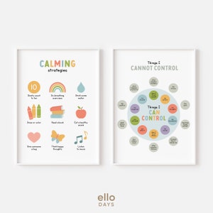 Calming Poster Set of 6, School Counselor Therapy Office Decor ...