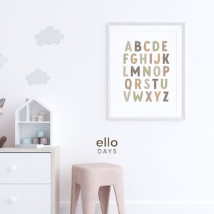 Neutral Alphabet Printable Wall Art Poster | Educational ABC Poster ...