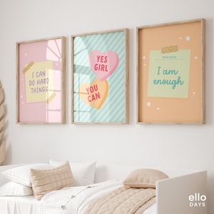 Positive Affirmations Girl Room Decor Motivational Posters Gallery Wall ...