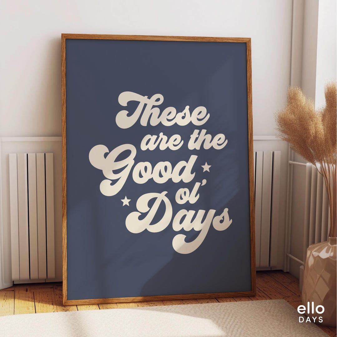 Good Ol Days Retro Vintage Wall Art, Vintage Boy Room Wall Decor, Navy ...